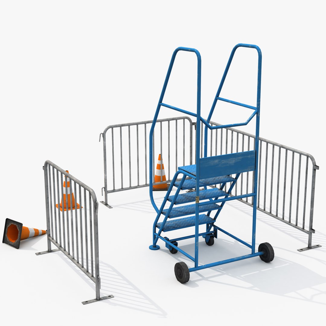3D Maintenance Wheeled Ladder Barriers - TurboSquid 1456211