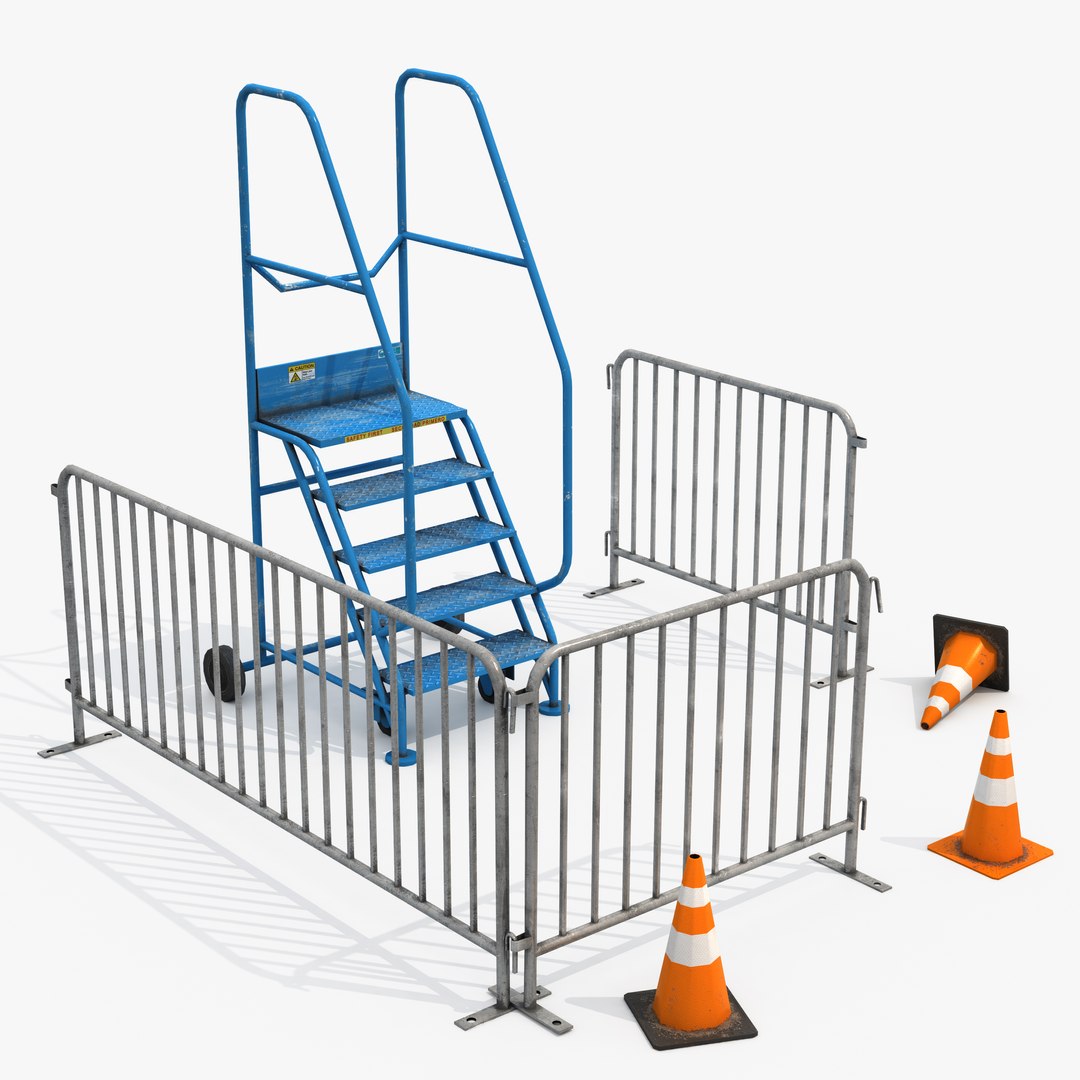 3D Maintenance Wheeled Ladder Barriers - TurboSquid 1456211