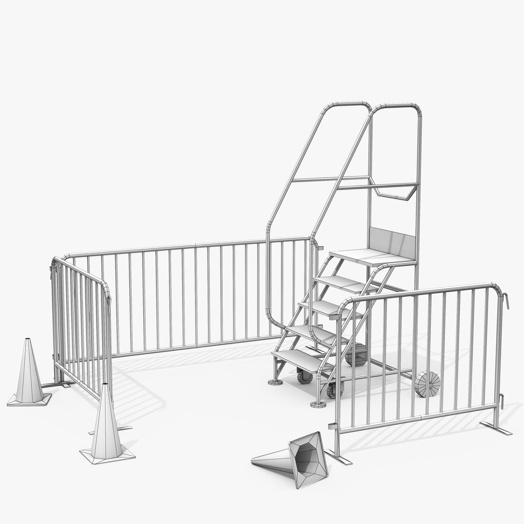 3D Maintenance Wheeled Ladder Barriers - TurboSquid 1456211