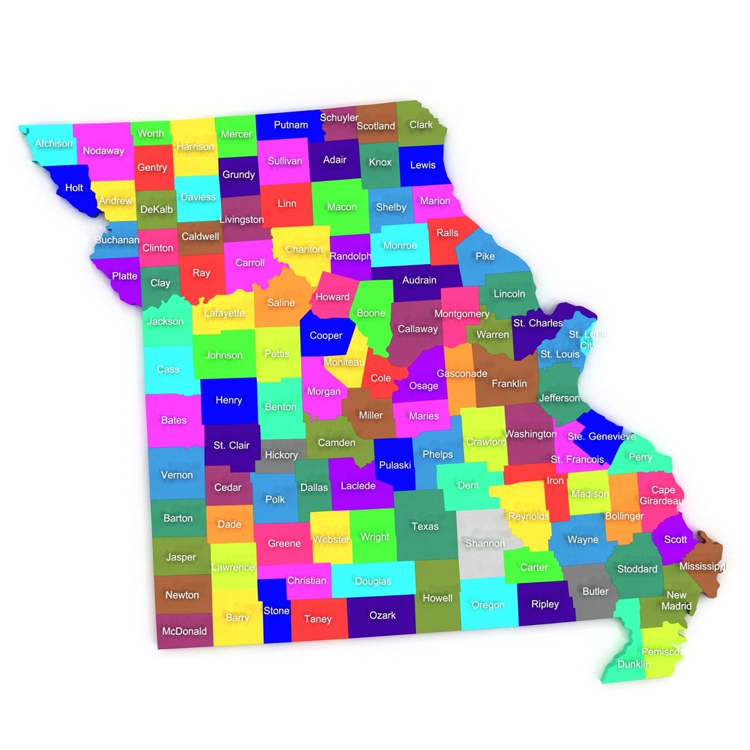 Missouri Counties 3d Model