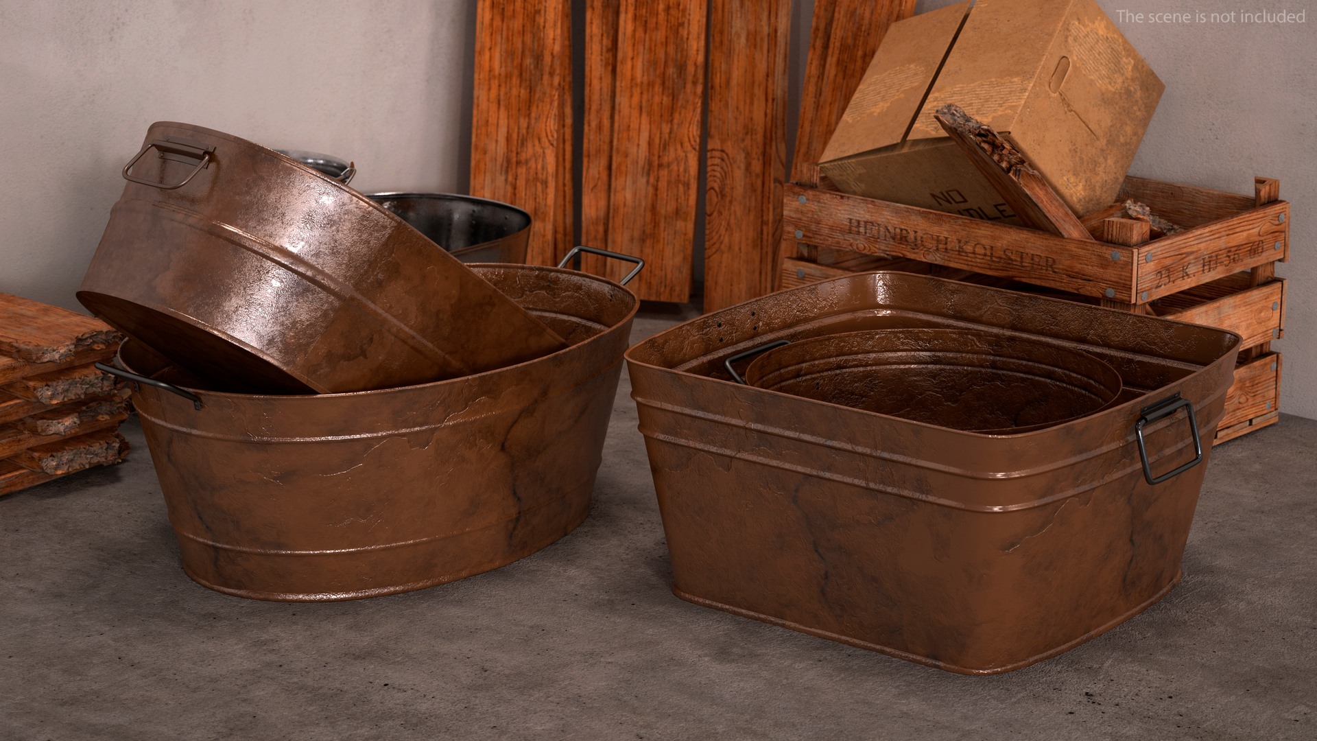 3D model Rusty Metal Container Set - TurboSquid 1778902