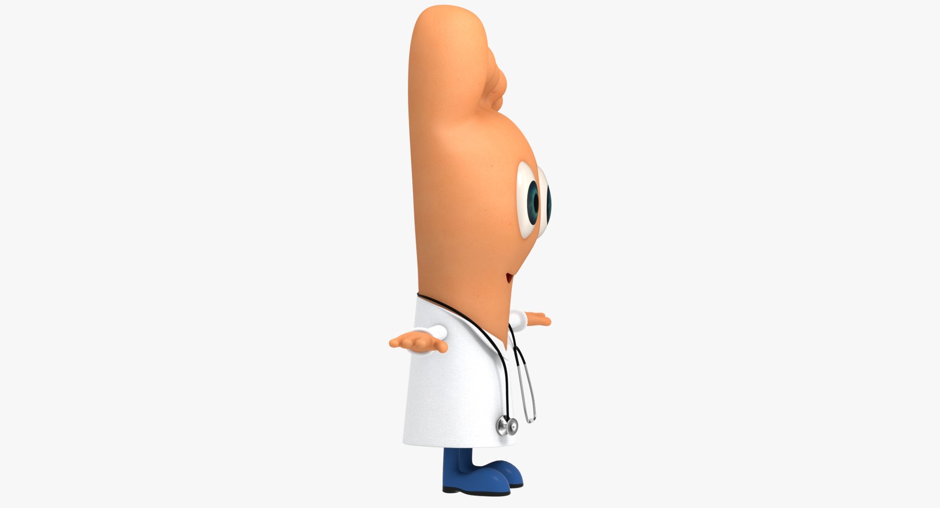 cartoon doctor foot character rigged obj