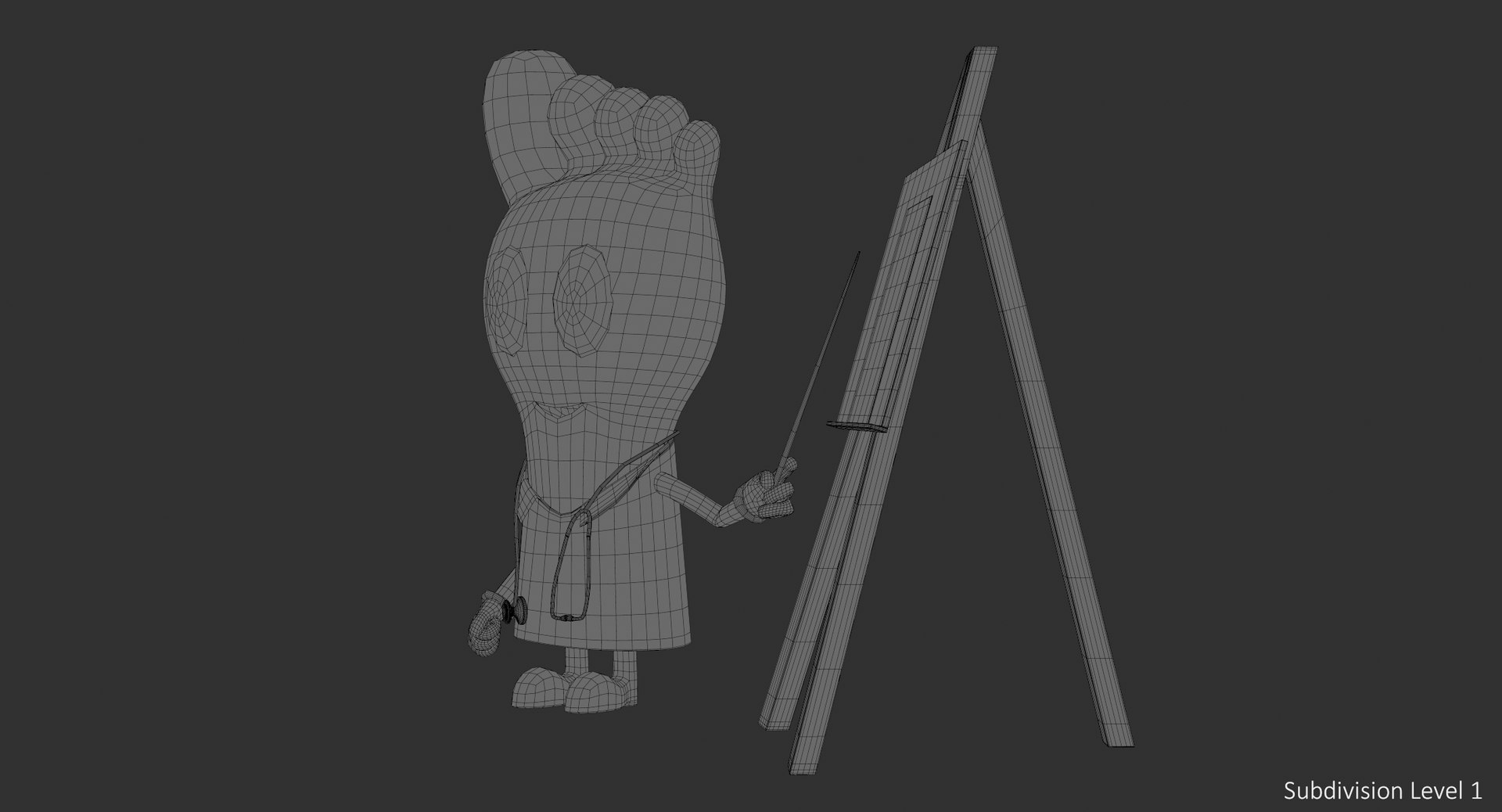 cartoon doctor foot character rigged obj