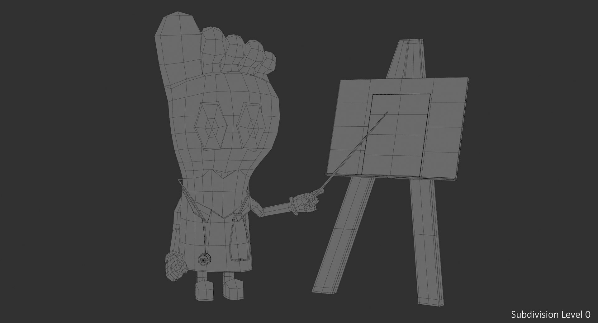 cartoon doctor foot character rigged obj