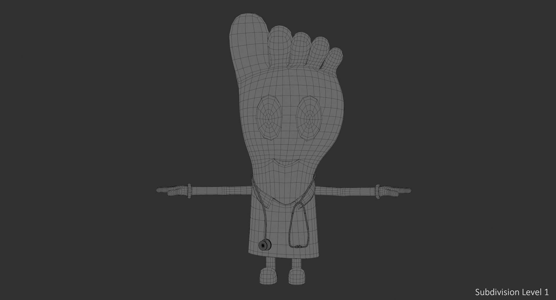 cartoon doctor foot character rigged obj