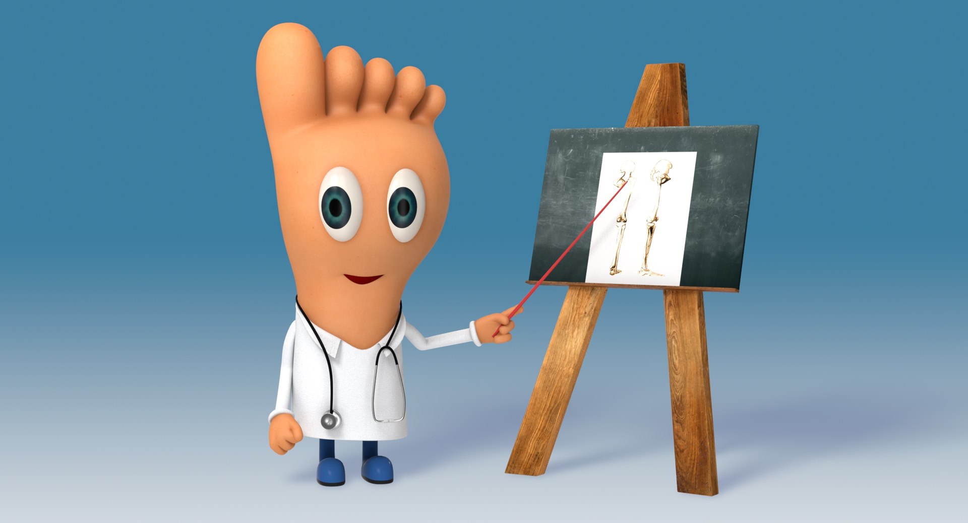 cartoon doctor foot character rigged obj