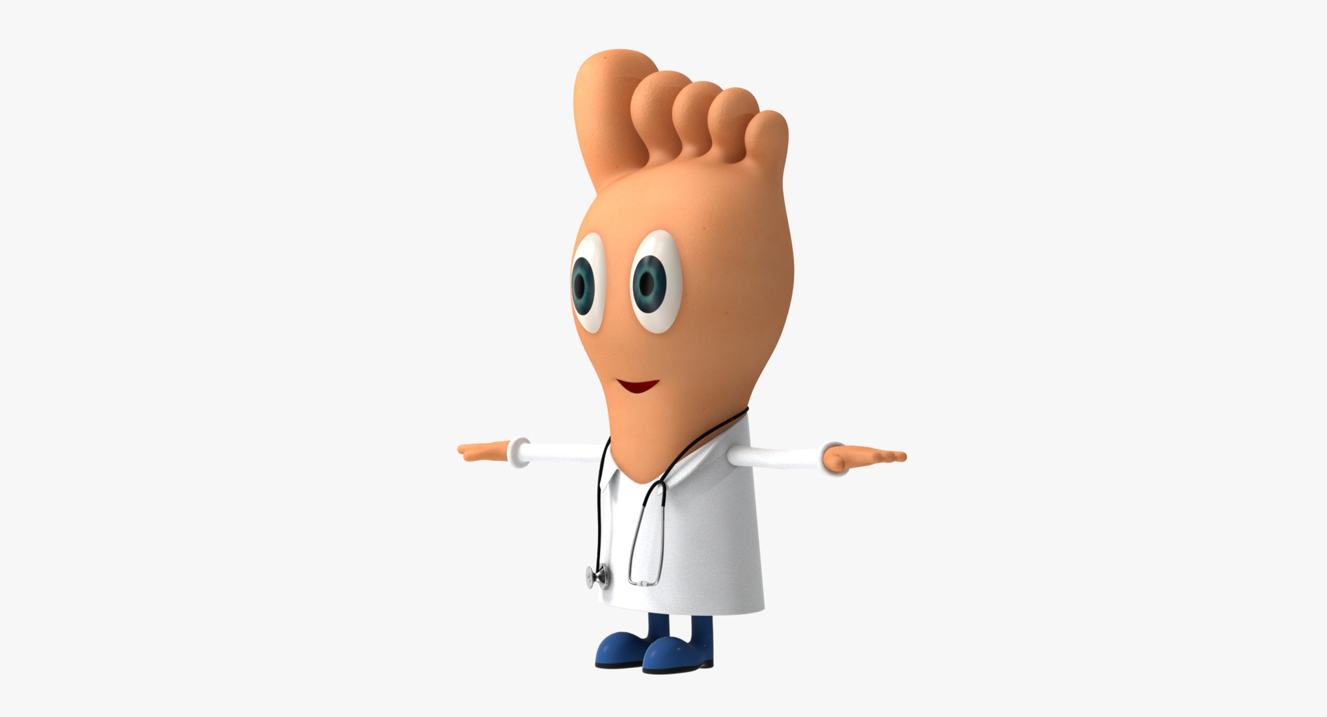 cartoon doctor foot character rigged obj