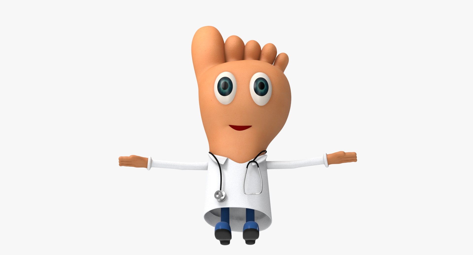 cartoon doctor foot character rigged obj