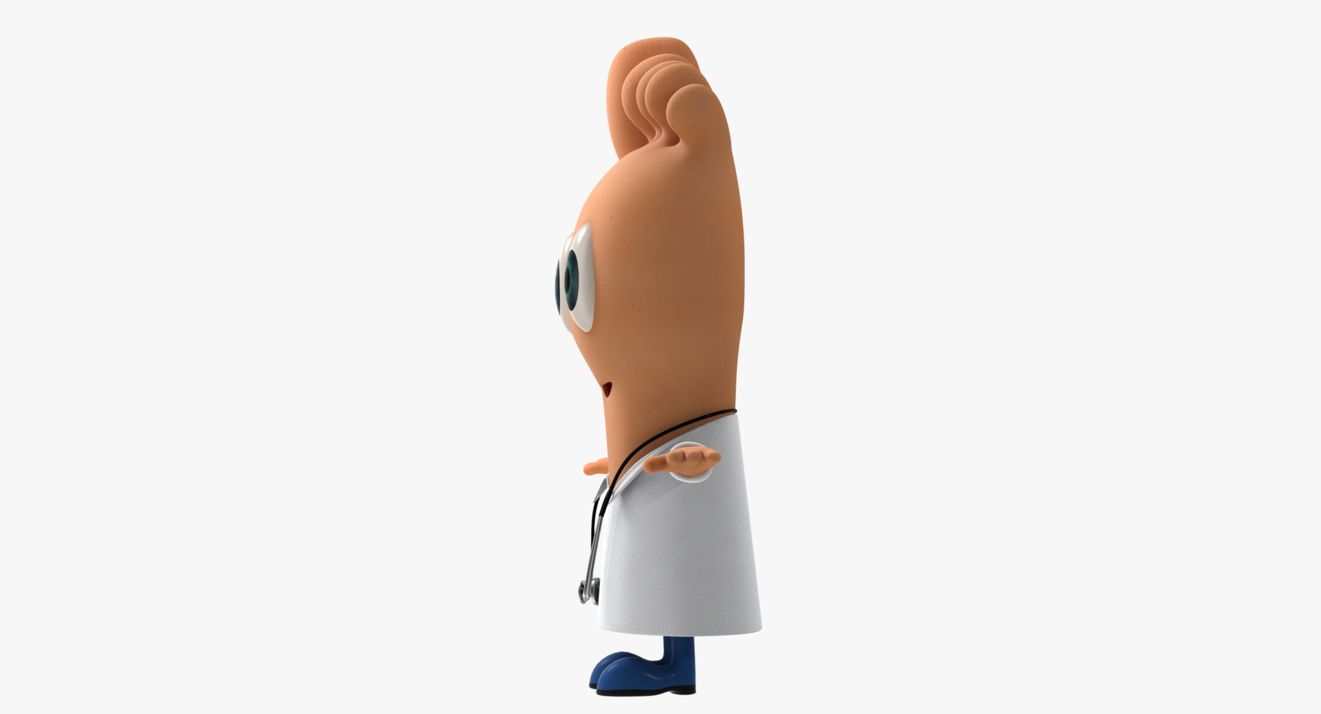 cartoon doctor foot character rigged obj