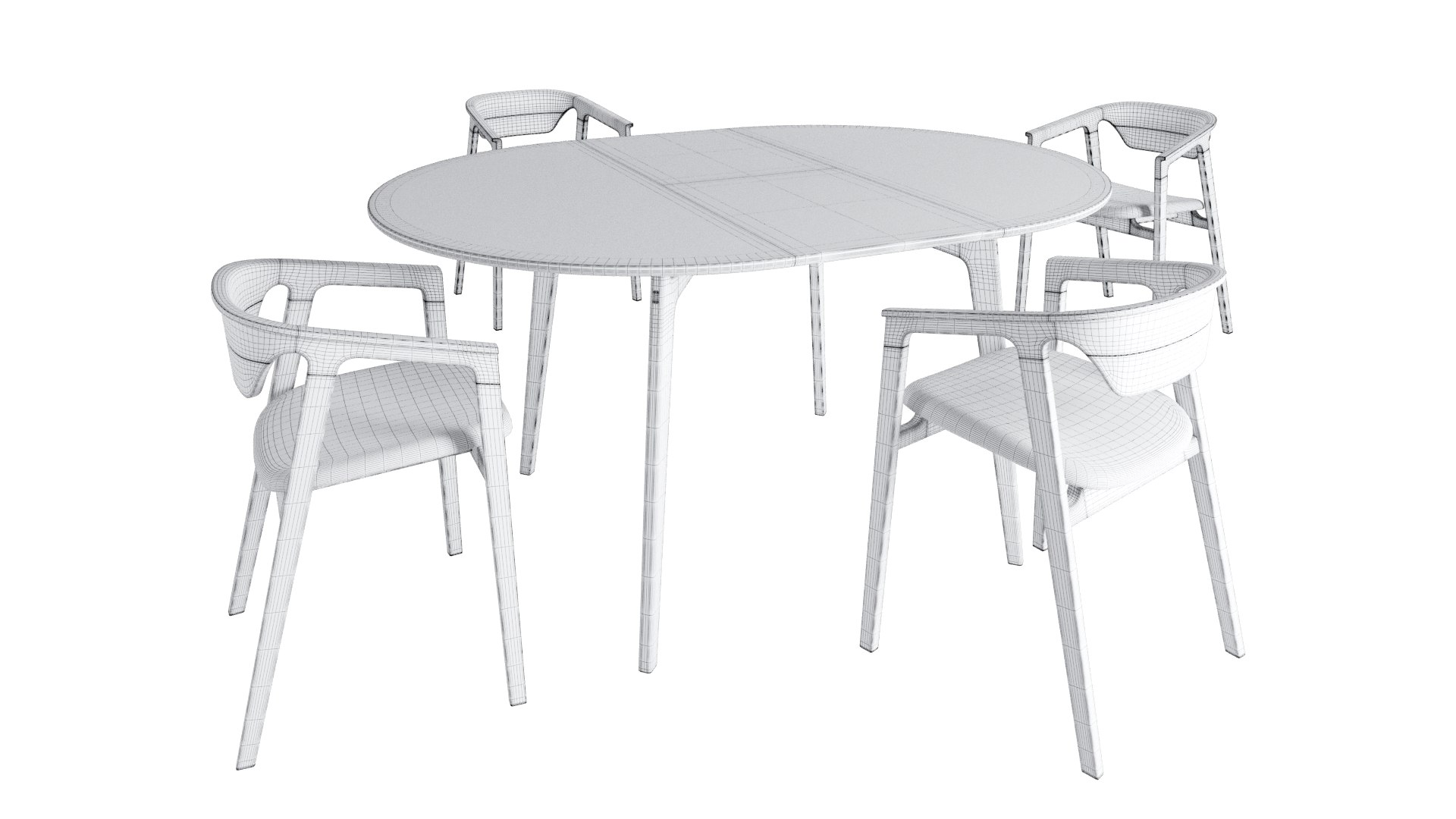 Dulwich Extending Round Table And Dale Italia Duna Chair 3D - TurboSquid 2149992