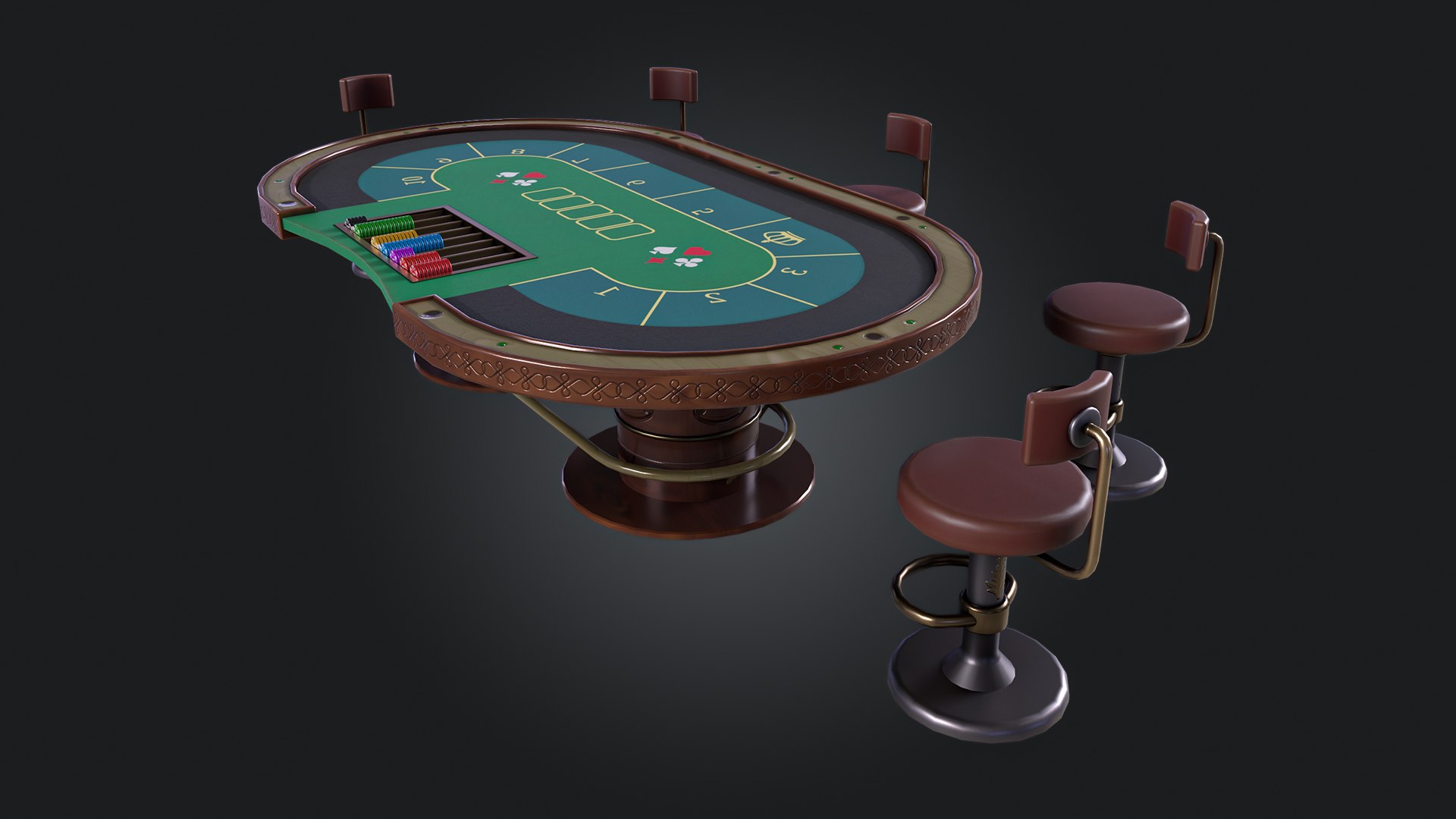 Poker Table Model - TurboSquid 2146370
