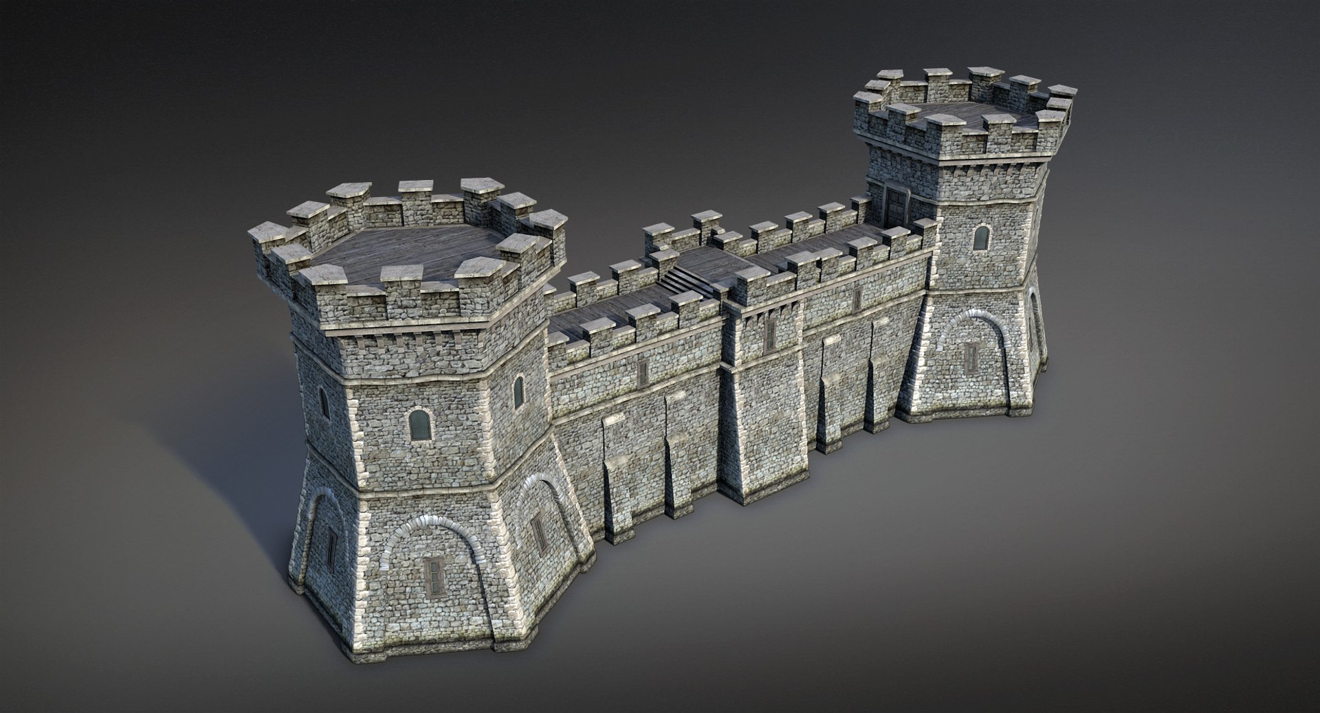 Medieval Fantasy Town Walls 3d Model