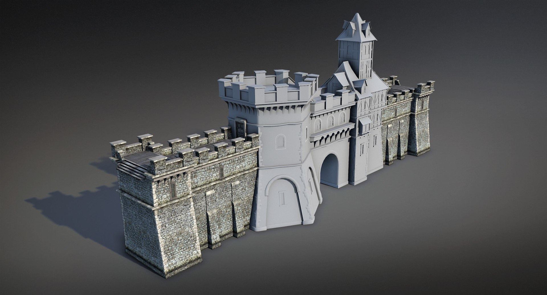 Medieval Fantasy Town Walls 3d Model