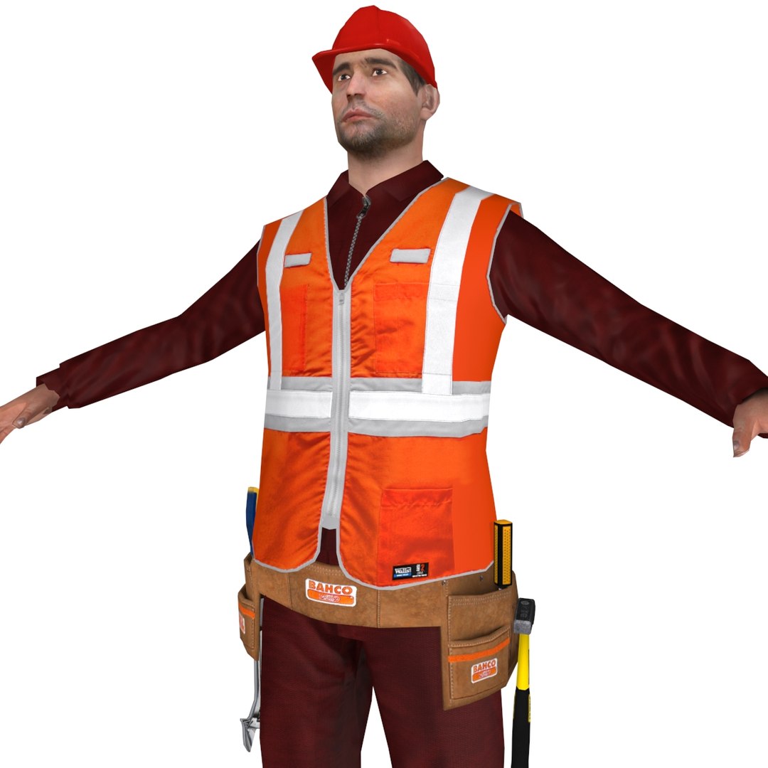 rigged worker biped man 3d model