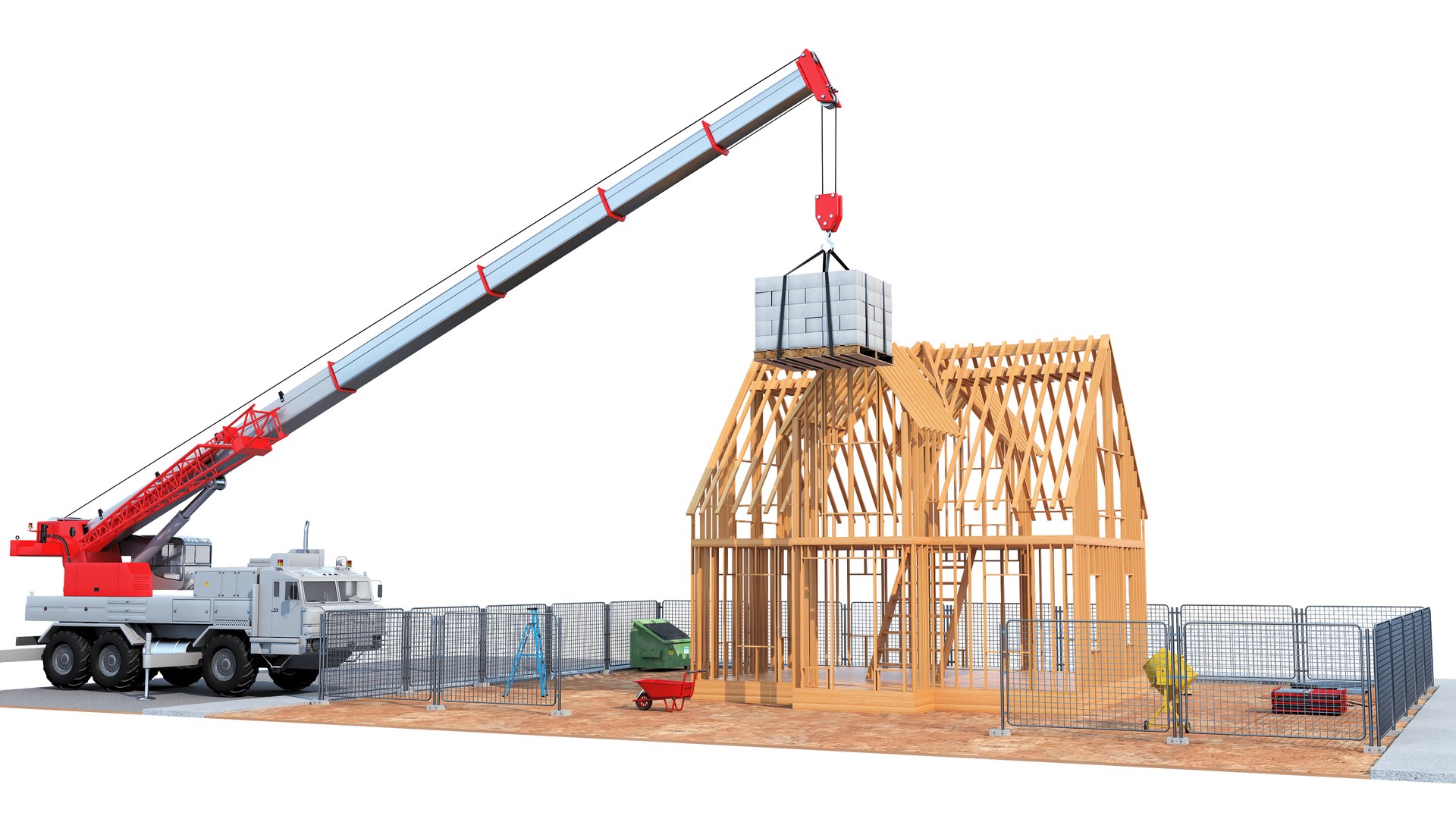 3D Private House Construction With Equipment 2 Model - TurboSquid 2276931