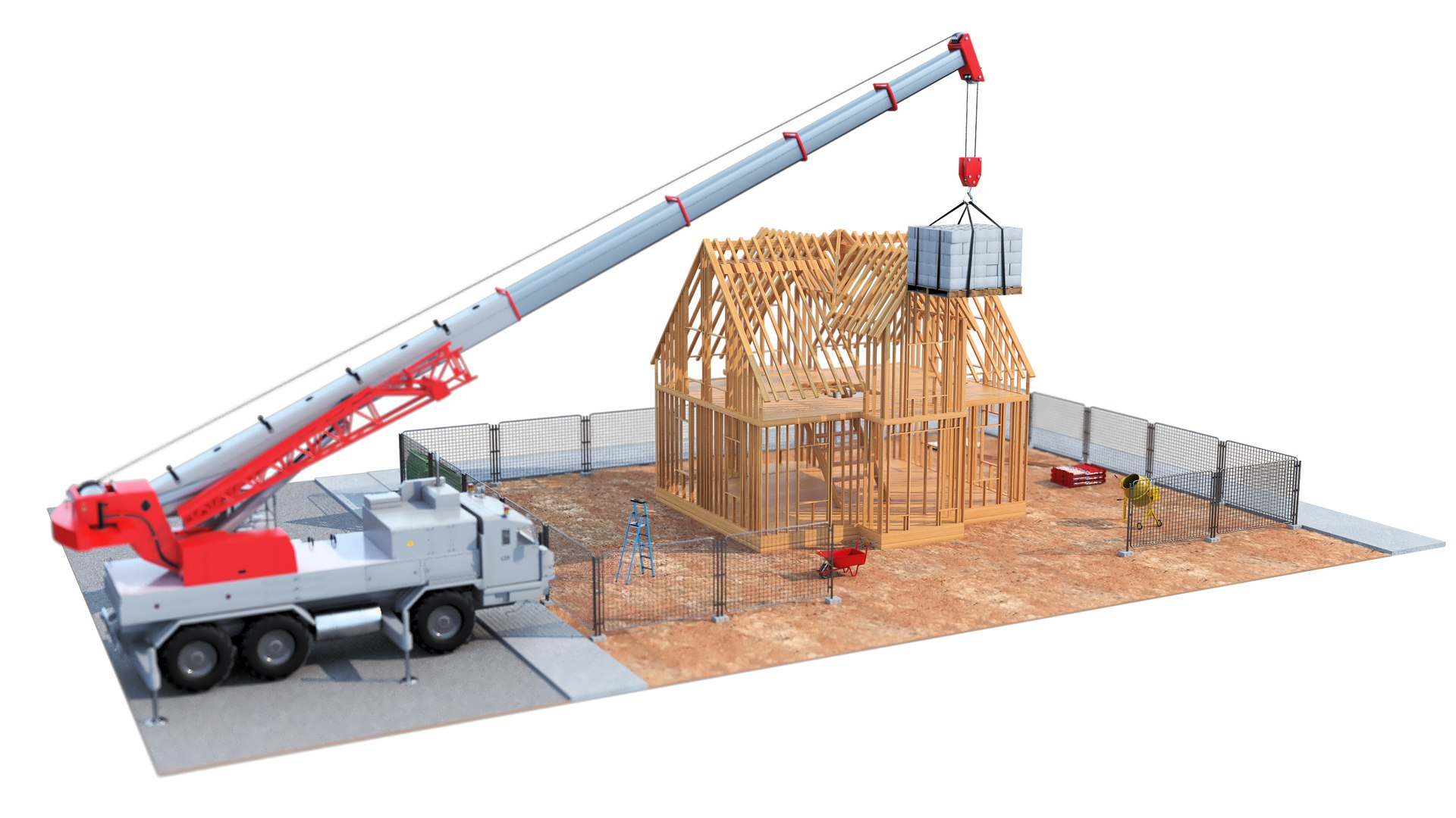 3D Private House Construction With Equipment 2 Model - TurboSquid 2276931