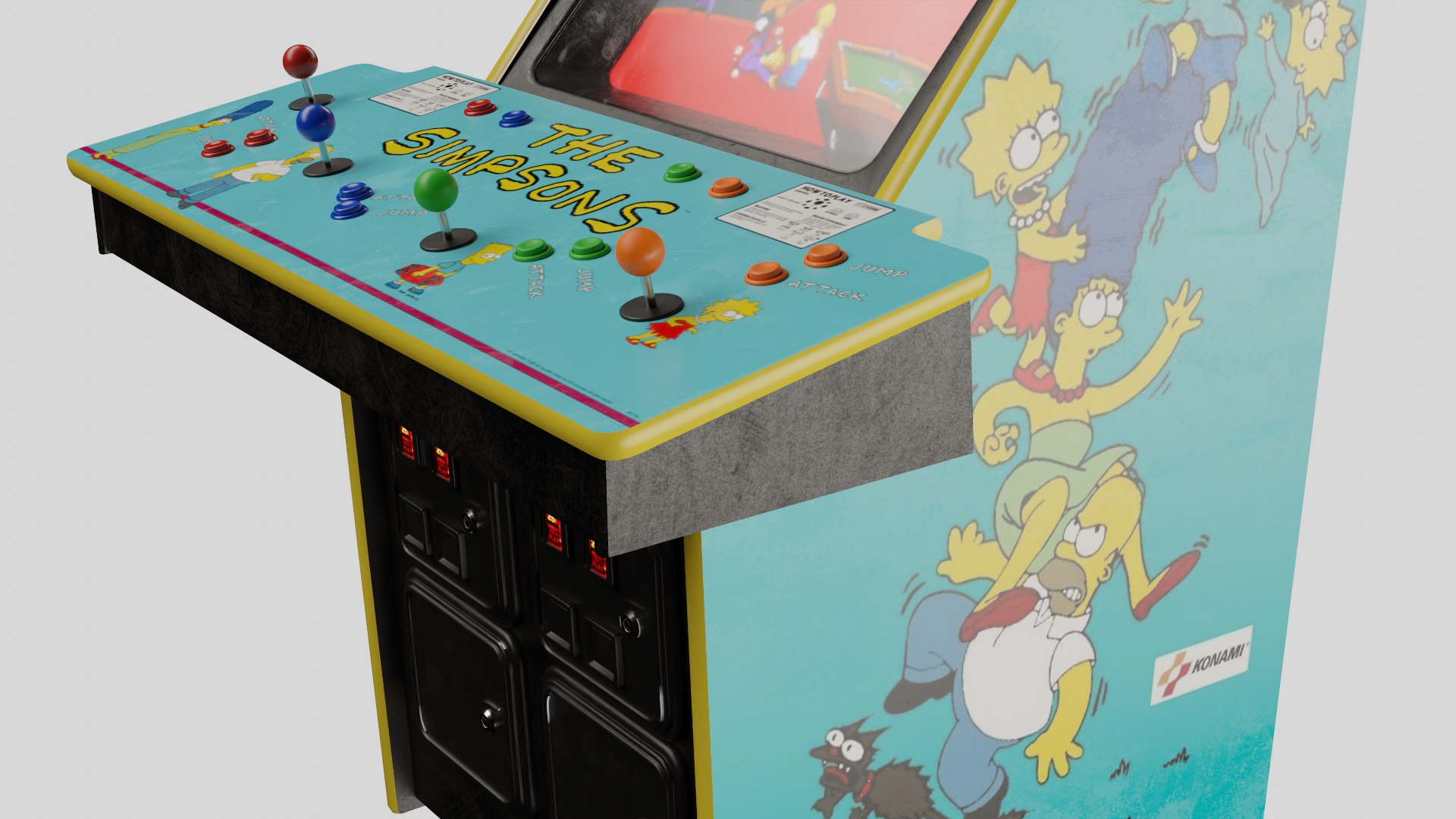 3D Model Simpsons Arcade Cabinet Retro - TurboSquid 2428920