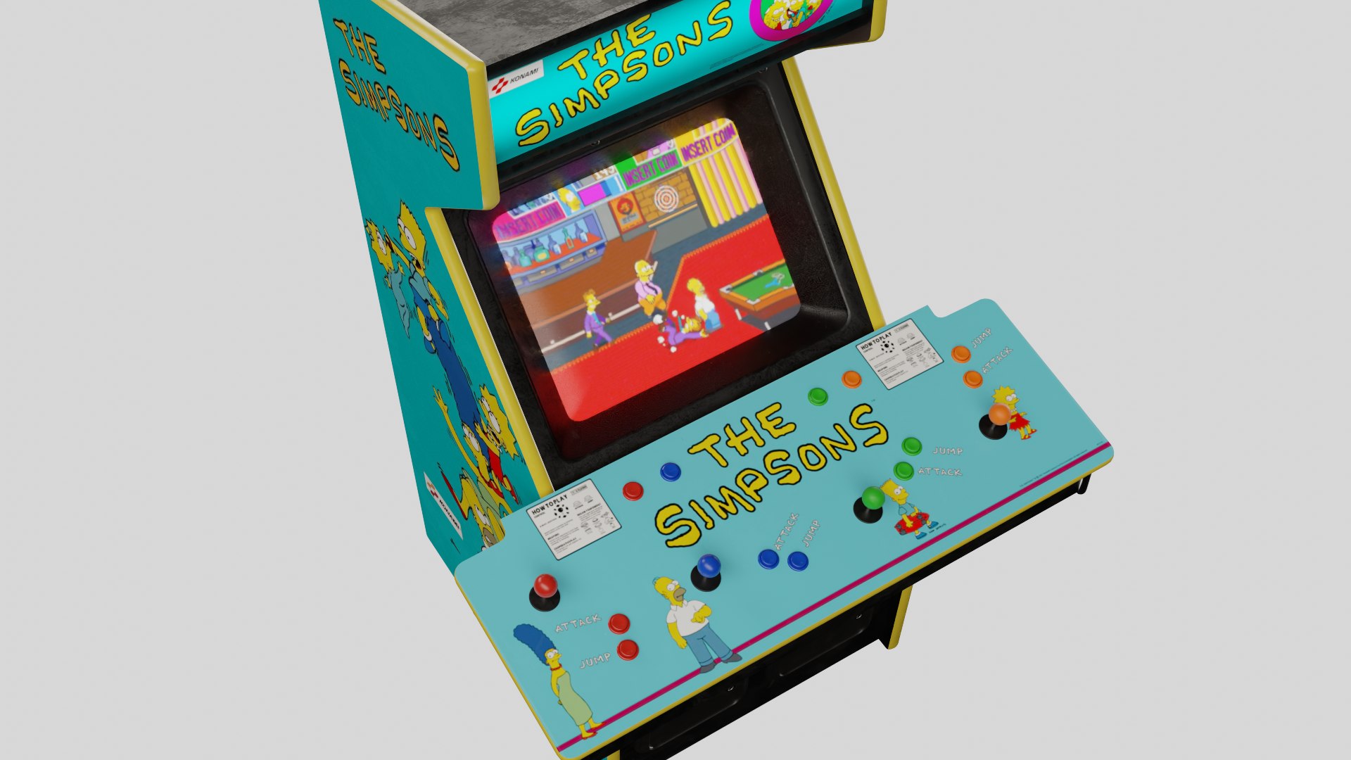 3D Model Simpsons Arcade Cabinet Retro - TurboSquid 2428920