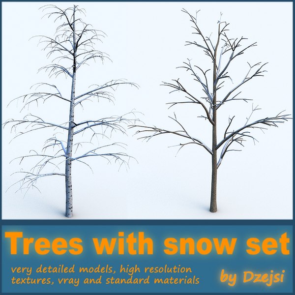 set trees snow 3d obj