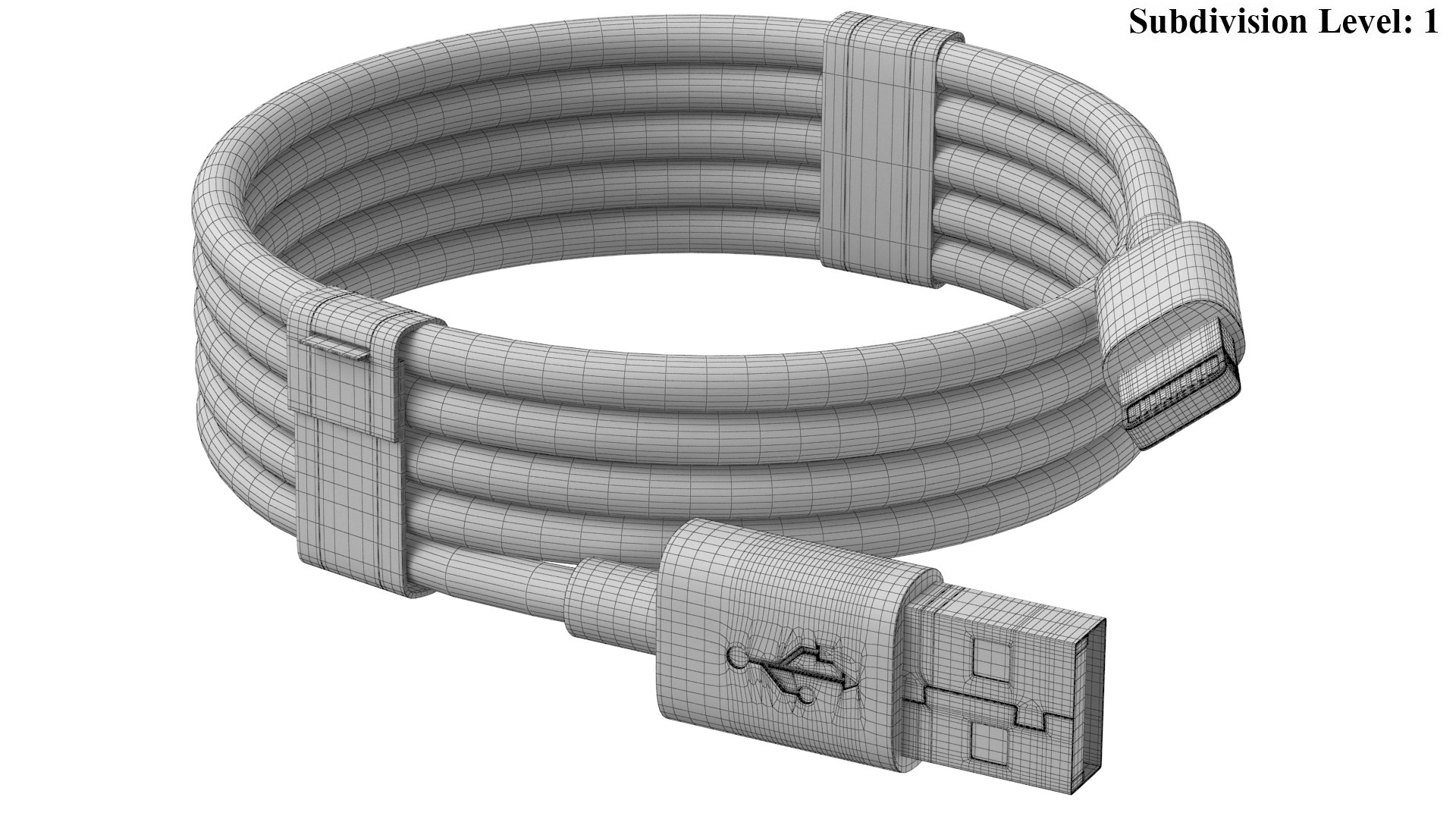 Detailed USB Cable Type C 3D Model - TurboSquid 2113391