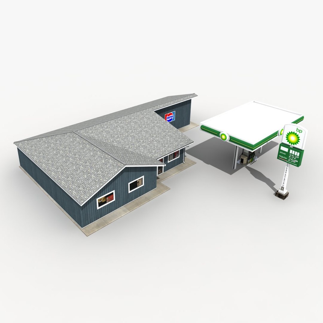 3d Model Bp Gas Station Convenience Store