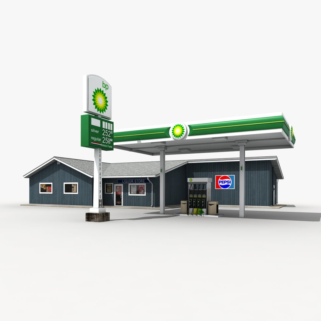 3d Model Bp Gas Station Convenience Store