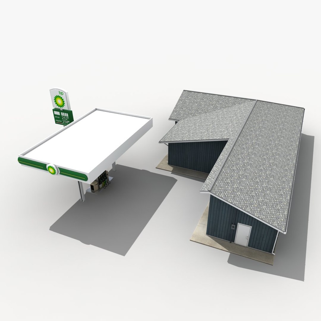 3d Model Bp Gas Station Convenience Store