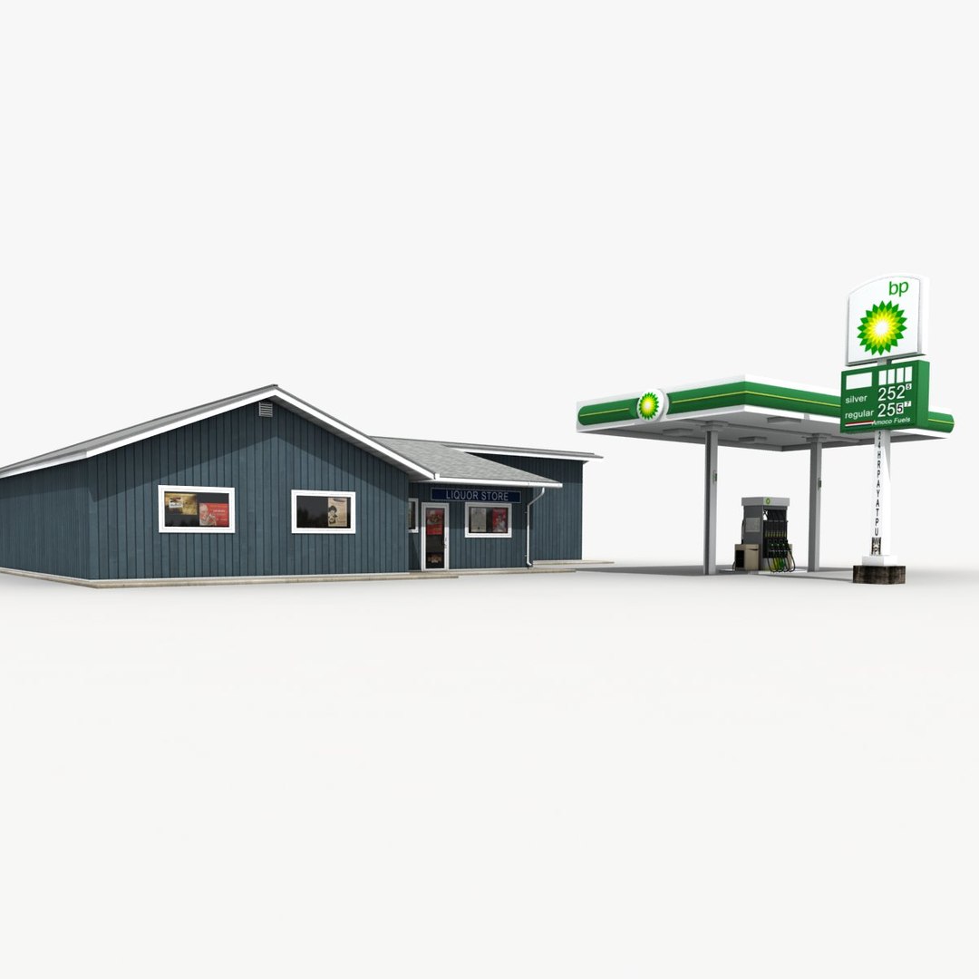 3d Model Bp Gas Station Convenience Store