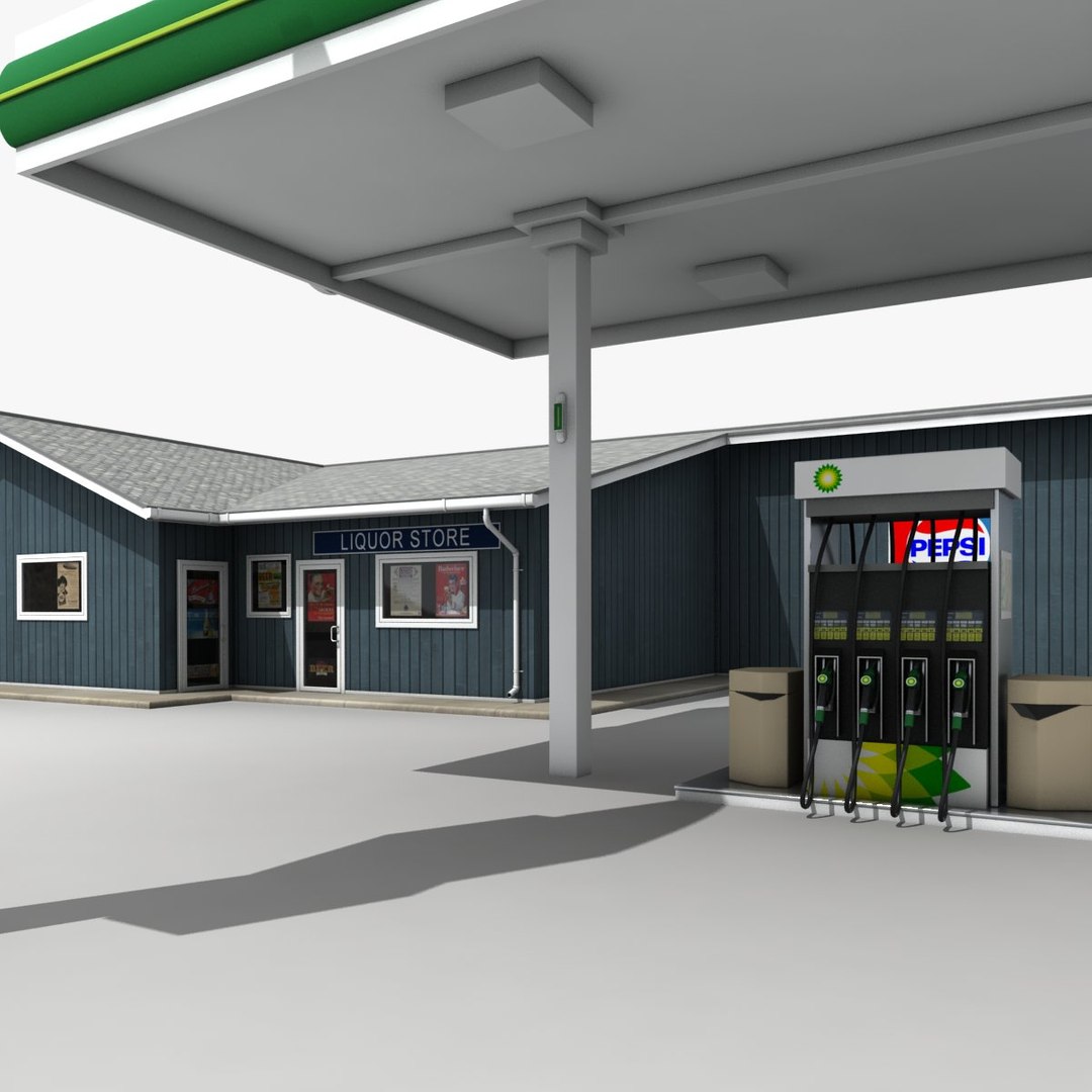 3d Model Bp Gas Station Convenience Store