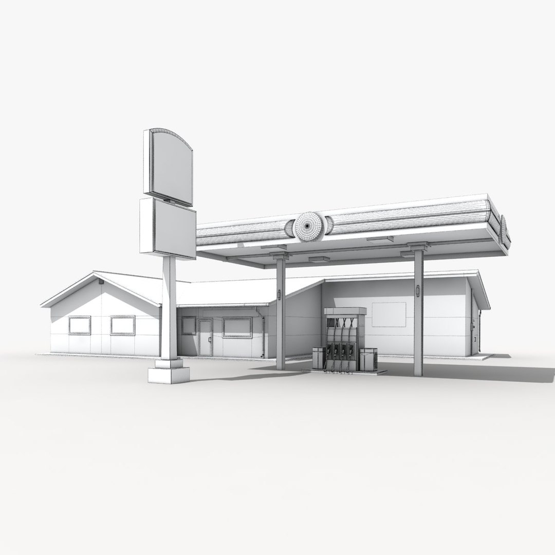 3d Model Bp Gas Station Convenience Store