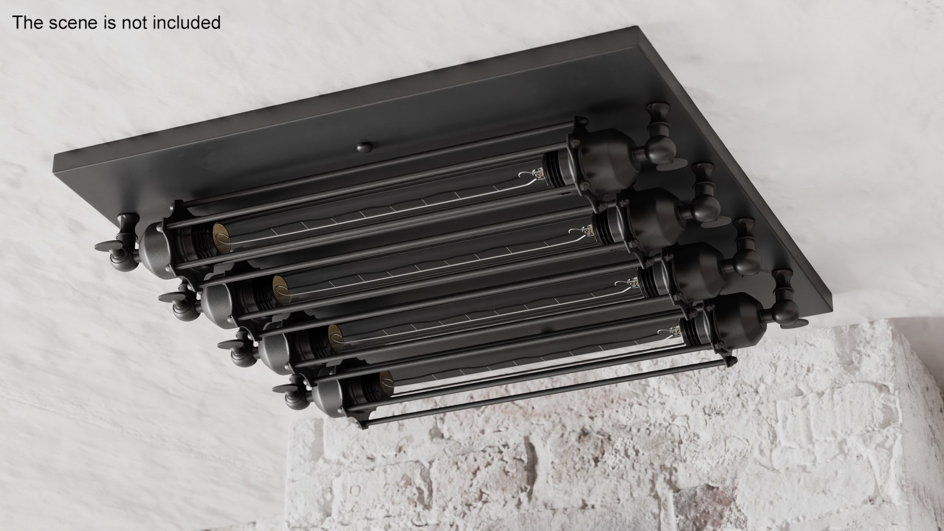 Vintage 4-Head Indoor Mount Ceiling Light Off 3D Model - TurboSquid 1945795