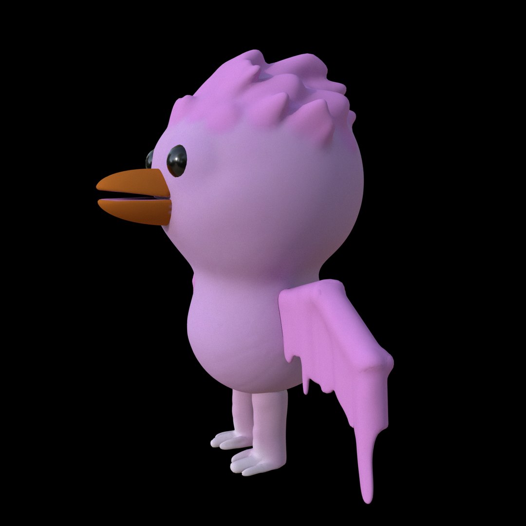 3D Birdie Pink Bird - TurboSquid 1686035