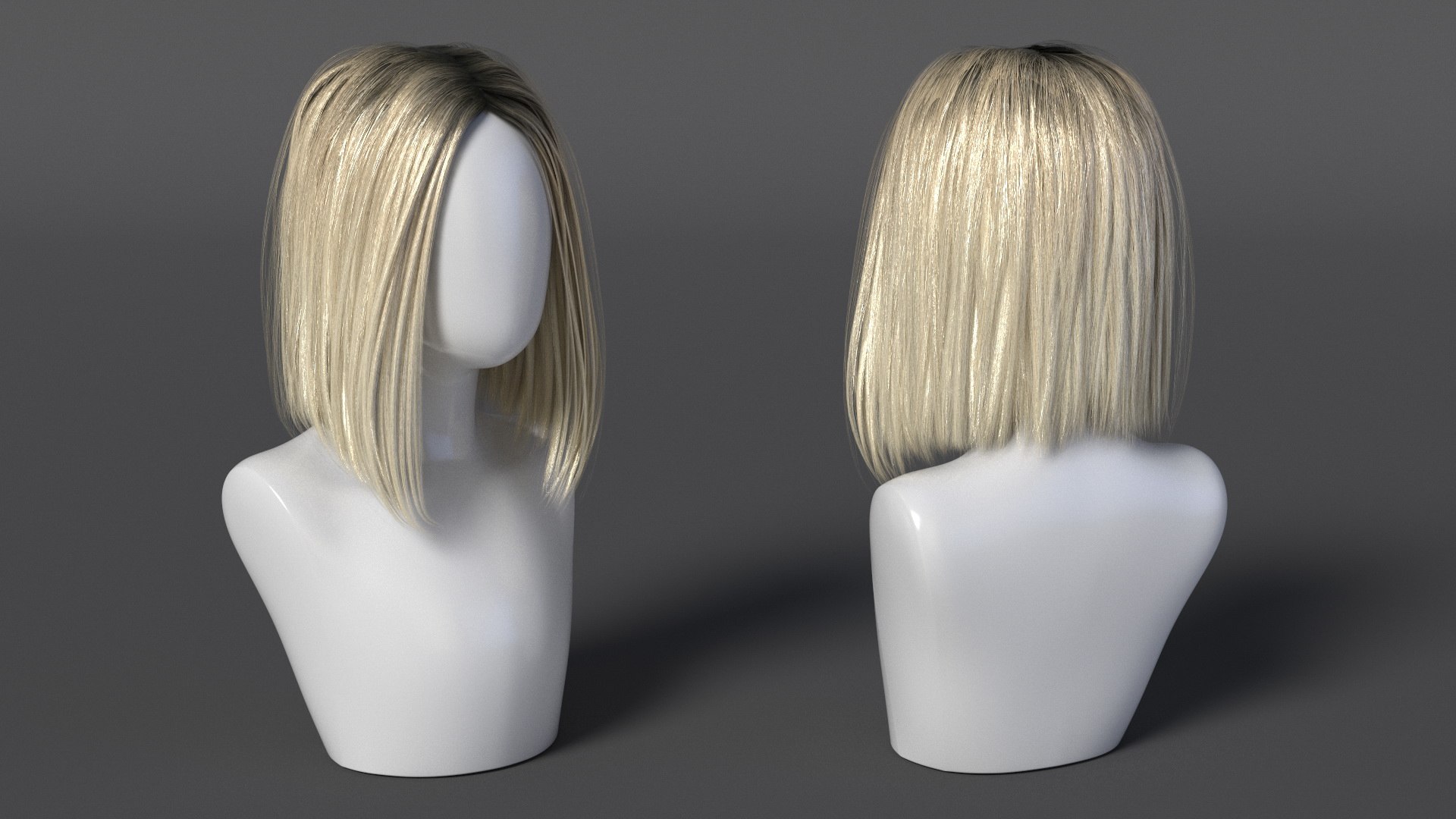 3D Wig Medium Straight Hair Blond Model - TurboSquid 2345982