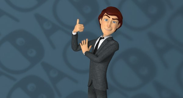 obj cartoon man character real-time