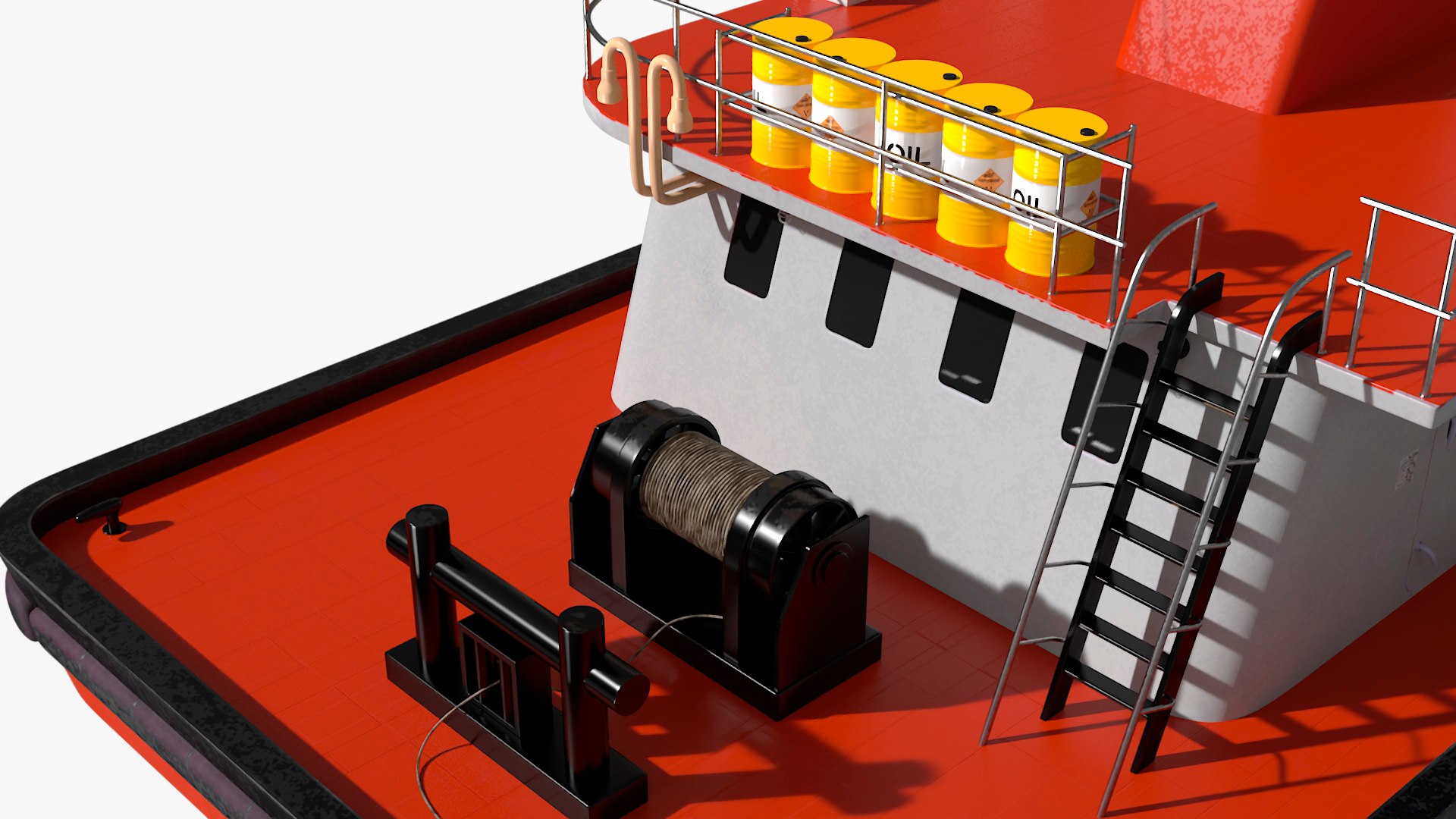 3D Tugboat With Pontoon Barge On Water - TurboSquid 2342409