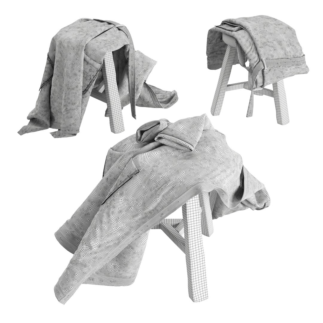 Bathrobe Hanging Set 03 3D Model - TurboSquid 1978885