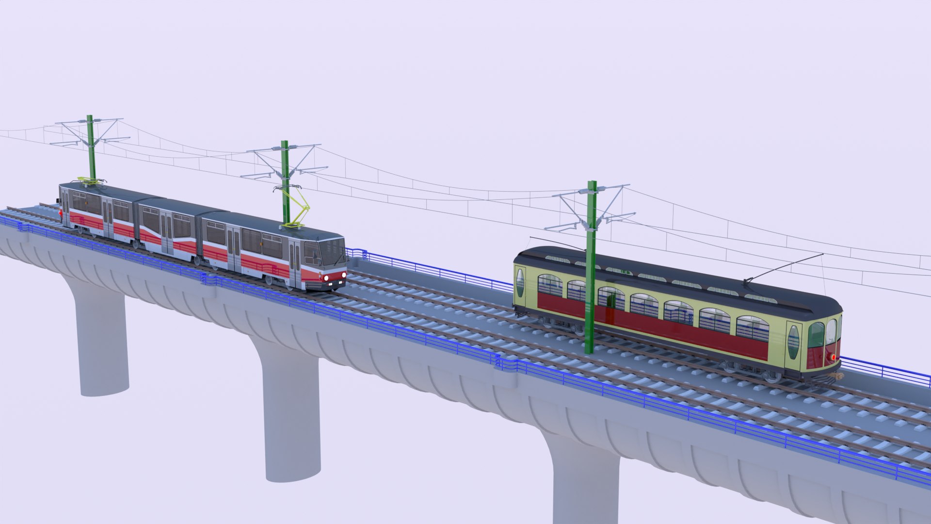 3D Model Bridge With Historical And Modern Tram - TurboSquid 2175021