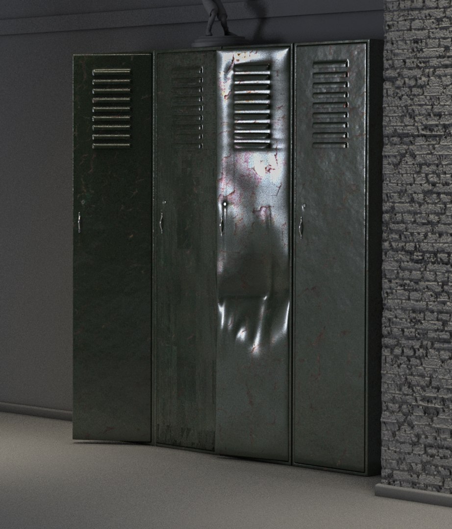 3d model of old worn lockers