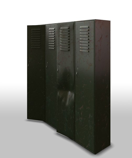 3d model of old worn lockers