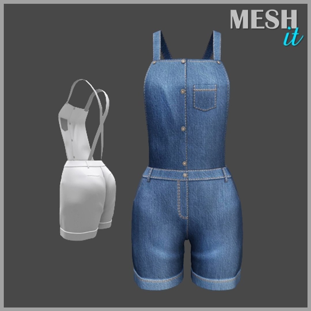 3d model jumpsuit denim