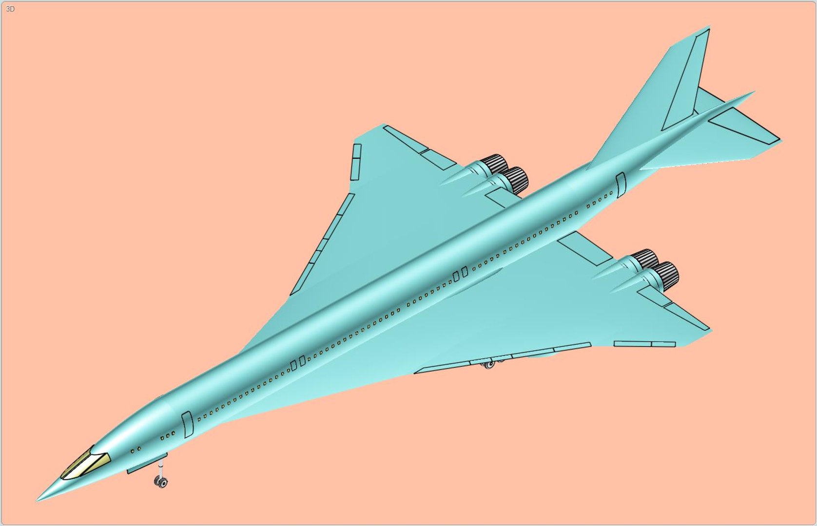3d Model Of Japan Supersonic Transport Solid