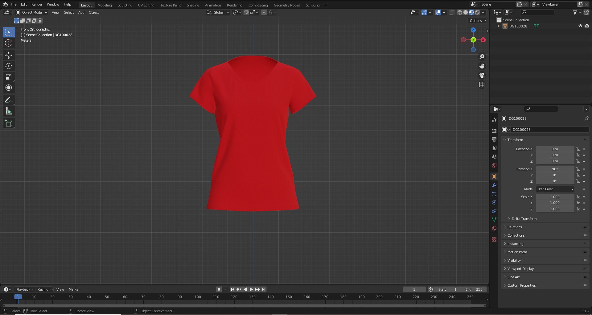 Leaf Neck Women Tee Design 3D Model - TurboSquid 1956405