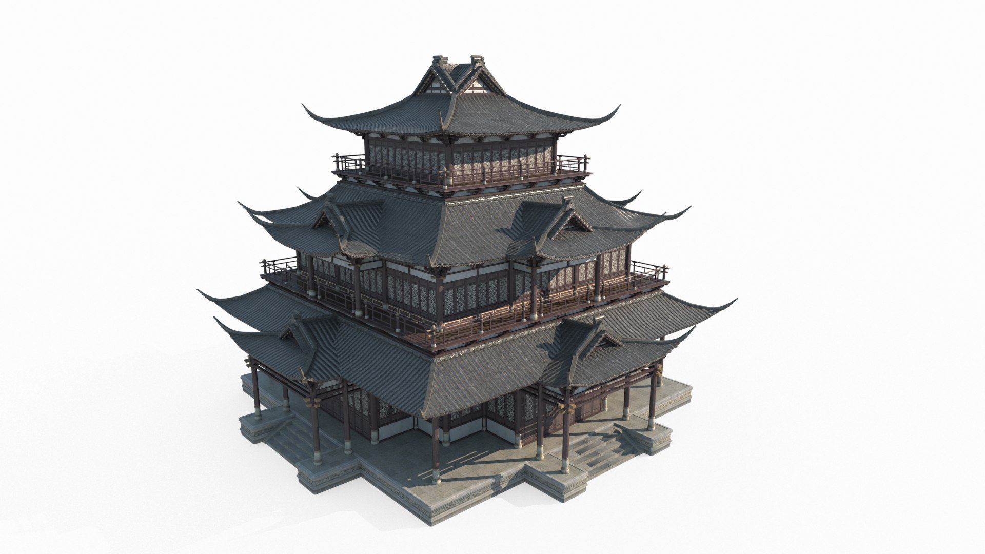 Ancient Asian Architecture Library Pavilion 3D - TurboSquid 2043456