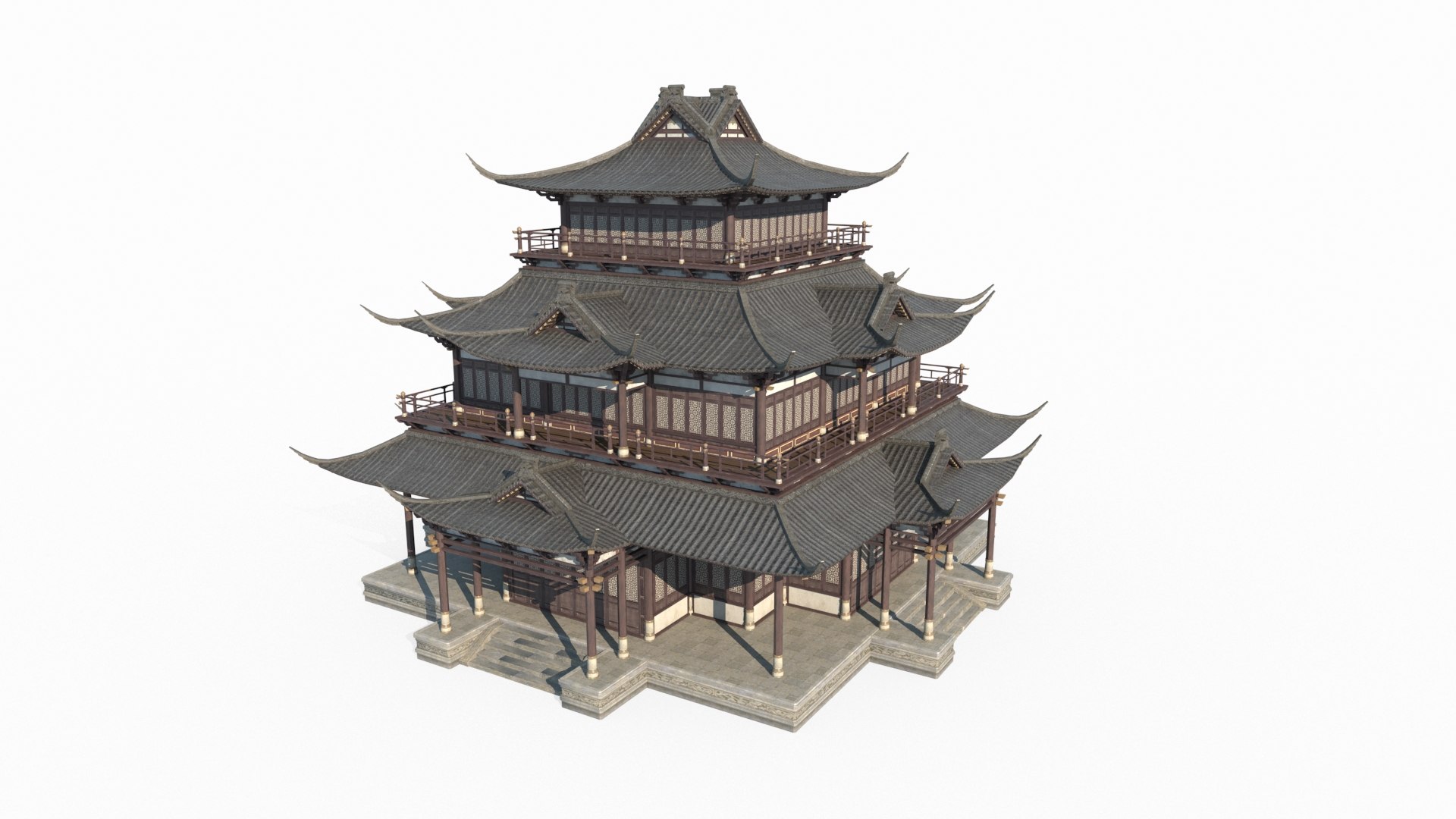 Ancient Asian Architecture Library Pavilion 3D - TurboSquid 2043456