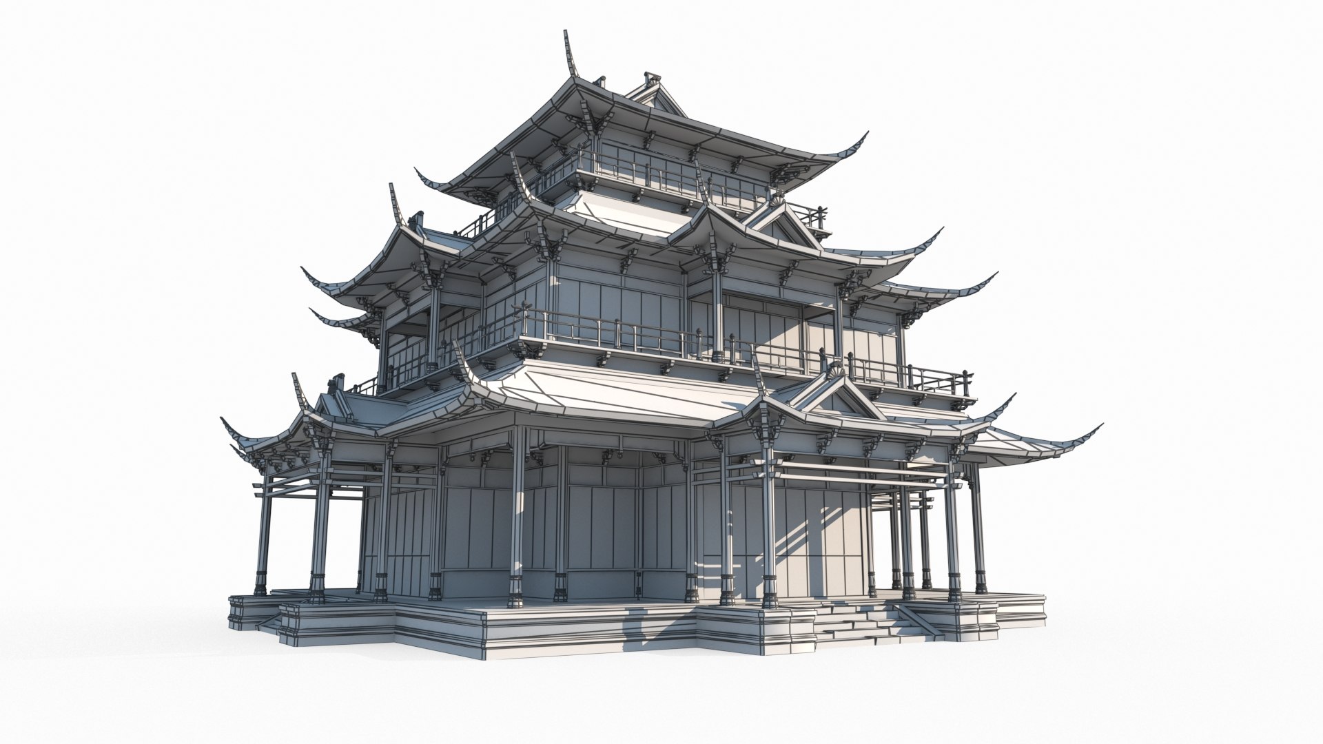 Ancient Asian Architecture Library Pavilion 3D - TurboSquid 2043456