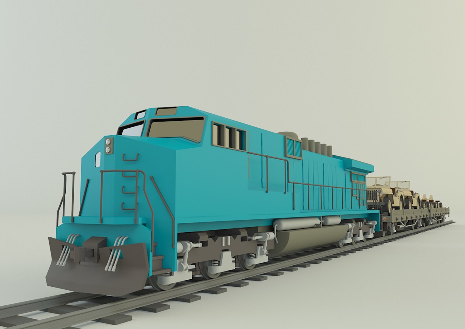 3D Train Locomotive Wagon Willys Jeep - TurboSquid 2121624