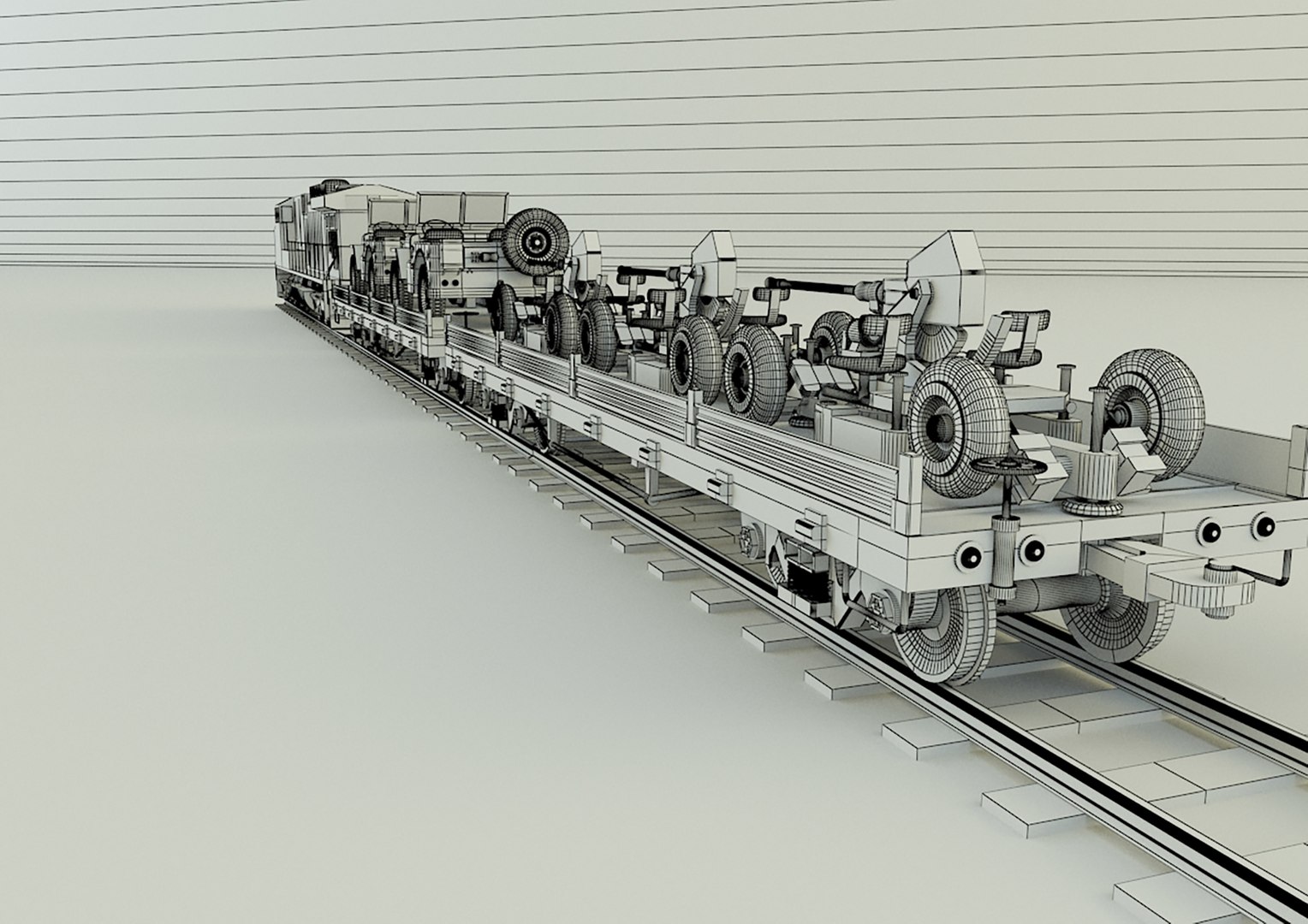 3D Train Locomotive Wagon Willys Jeep - TurboSquid 2121624