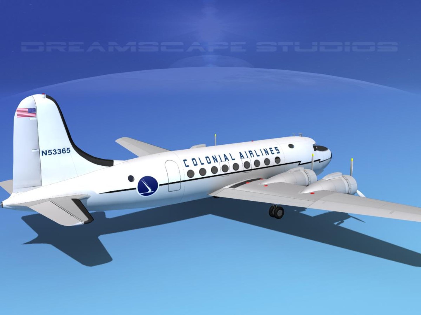 Dc-4 Airlines 3d Model