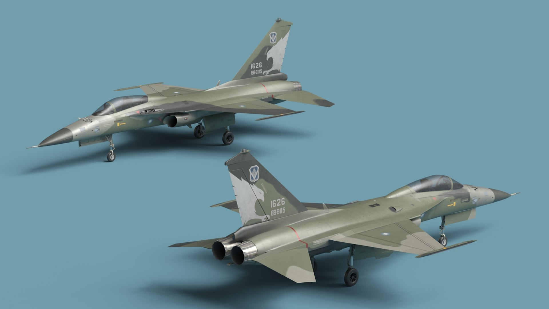 3D AIDC F-CK-1 Unarmed Fighter Jet Green Rigged Model - TurboSquid 2273670