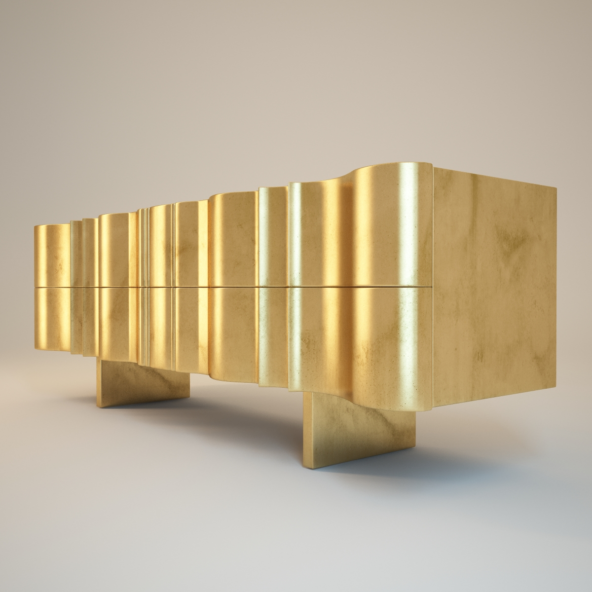 3d golden tv console model